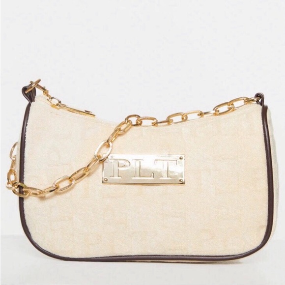 PrettyLittleThing | Bags | Sale Rare Embossed Plt Cream Bag | Poshmark